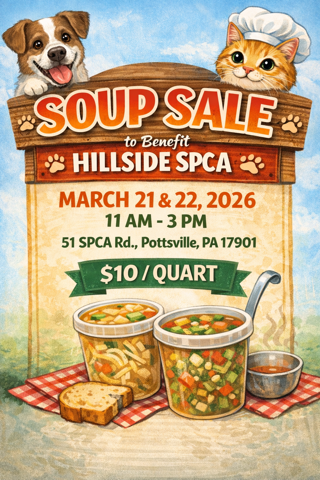 🍲🐶🐱 SOUP SALE TO BENEFIT HILLSIDE SPCA 🐱🐶🍲 | Hillside SPCA, Inc.